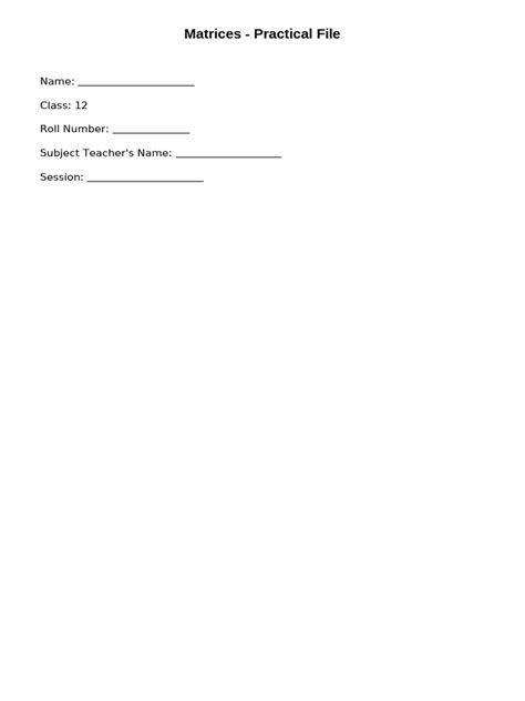 matrices practical file pdf