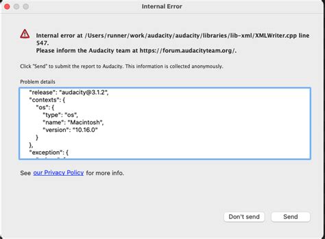 error opening aup3 file macos audacity forum