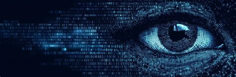 Halftone Letter Binary Code Pattern Forming A Pair Of Eyes Coding Language Symbols Forming A