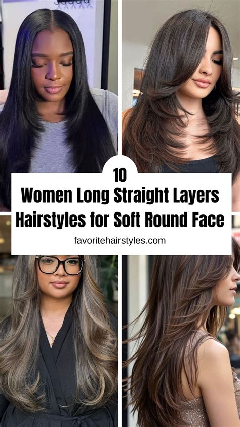 Women Long Straight Layers Hairstyles For Soft Round Face Trend