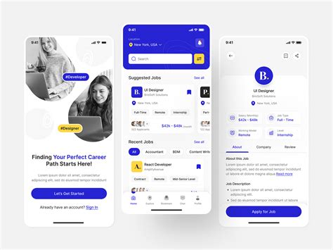 Job Finder App Ui Design Figma Uiux Design App Ui On Behance