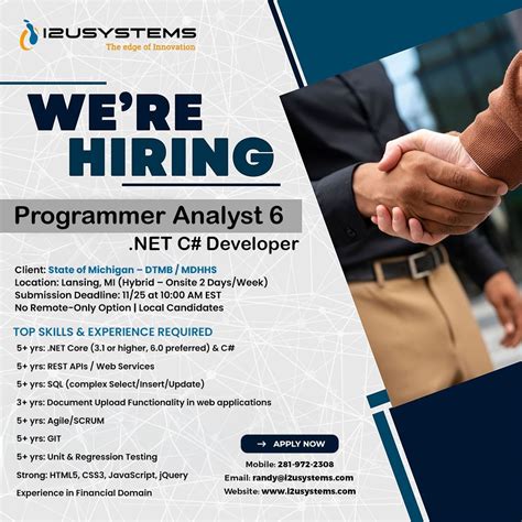 Hiring Programmeranalyst Dotnetdeveloper Csharpdeveloper