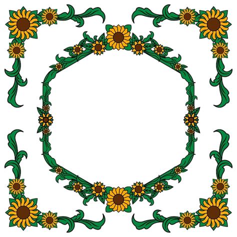 premium vector sun flower combination border polygon