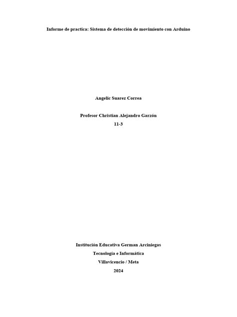 Sensor De Movimiento Con Servomotor Anyelic Tatiana Suarez 1103 Pdf Arduino Sensor