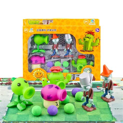 5 개몫 식물 대 좀비 그림 슈팅 Peashooter Fume Shroom Conehead 좀비 어린이 인형 액션 피겨 모델