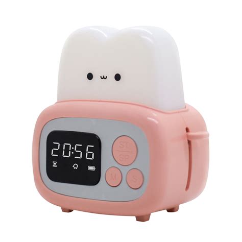 Small Timer Clock Toaster Lamp Cute Night Light With Time Management Tool And Table Clock Alarm