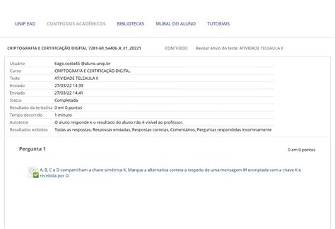 Criptografia E Certificação Digital Atividade Teleaula Ii Segurança De Sistemas Web
