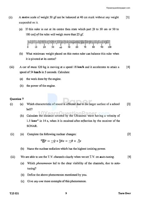 ICSE Physics Question Paper For Class