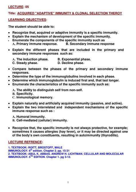 9 Acquired Adaptive Immunity And Clonal Selection Theory Author Dr Mustafa Hasan Linjawi
