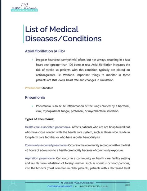 The 70 Diseases And Conditions Cheat Sheet And Audio Bundle Digital Dow