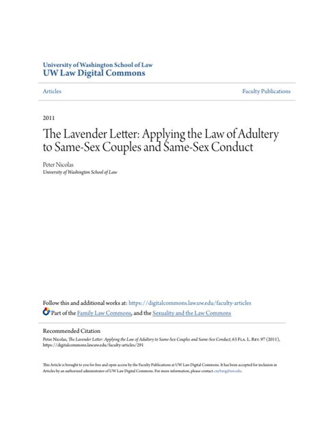 the lavender letter applying the law of adultery to same sex couples
