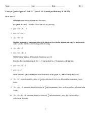 Alg CQuiz Skills Math Profficiency And Pdf Name Class Date ID A Concept