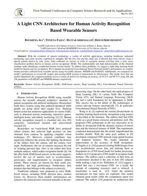 Pdf A Light Cnn Architecture For Human Activity Recognition Based Wearable Sensors