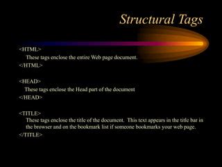 Basic HTML Tag For Beginner Std 8 CBSC PPT