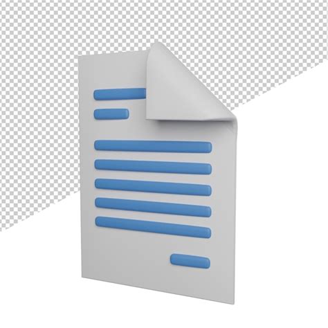 편지 문서 파일 측면 보기 3d 그림 렌더링 아이콘 투명 배경 프리미엄 Psd 파일