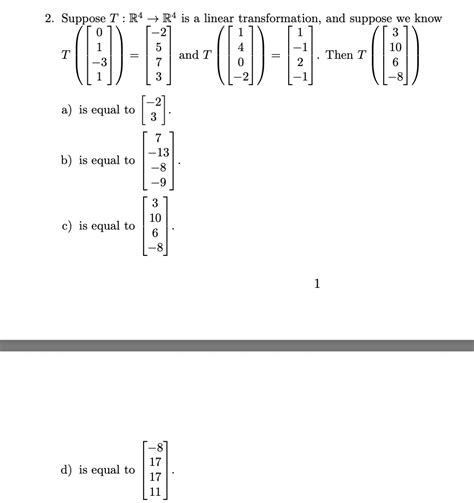 solved suppose t r4→r4 ﻿is a linear transformation and