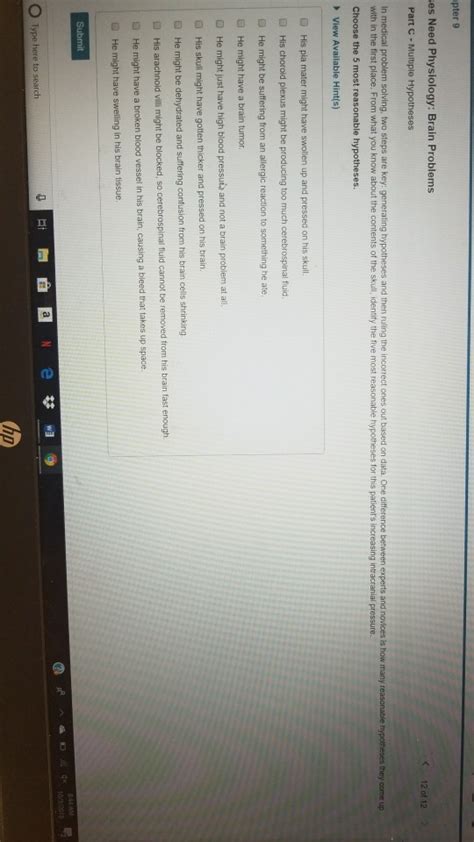 solved pter 9 es need physiology brain problems part c