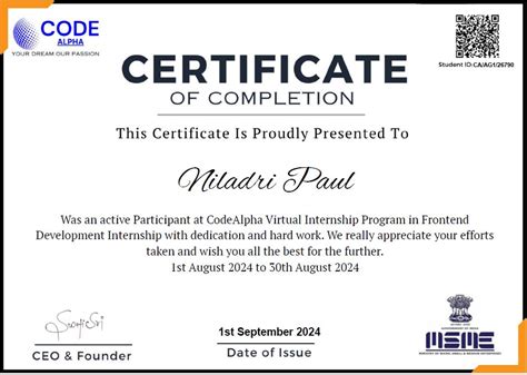 niladri paul on linkedin codealpha internship frontenddevelopment