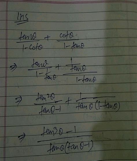 Frac Tan Theta Cot Theta Frac Cot Theta Tan Theta Sec Theta Cos