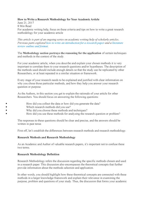 How To Write A Research Methodology Previous Parts Explored How To Write An Introduction For A