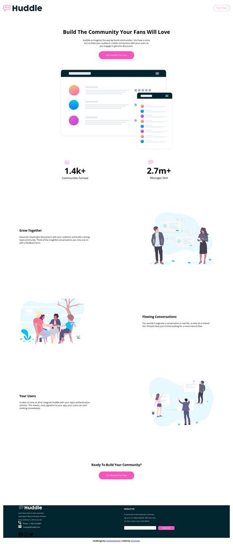 Frontend Mentor Huddle Landing Page With Curved Sections Master