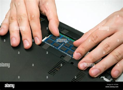 Man Installing Memory Laptop RAM Upgrade Stock Photo Alamy