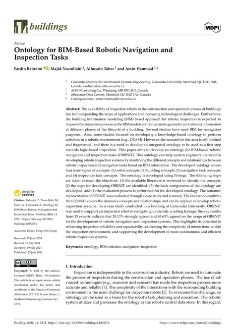Pdf Ontology For Bim Based Robotic Navigation And Inspection Tasks