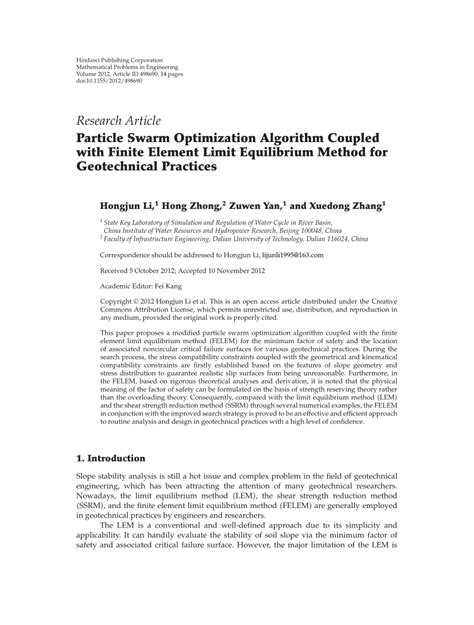 pdf particle swarm optimization algorithm coupled with finite element