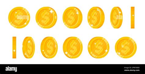 Gold Coin Flip Money Logo Or Icon Collection Virtual Currency Animation Game Profit