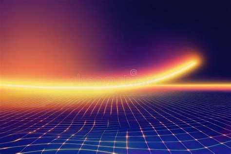 Futuristic Synthwave Grid Background Abstract Trendy Colored Background With Perspective Grid