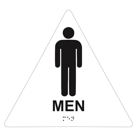 Men Restroom Triangle Economy Ada Signs With Braille Winmark Stamp