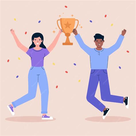 목표 달성을 축하하는 평면 손으로 그린 사람들 무료 벡터