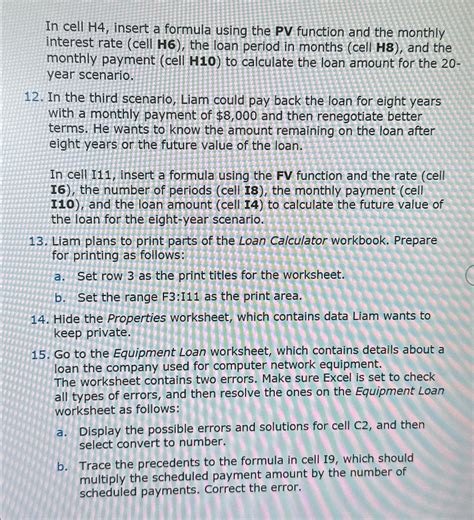 Solved In Cell H Insert A Formula Using The PV Function Chegg