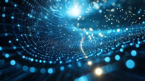 Abstract Digital Network With Glowing Blue Particles Stock Image