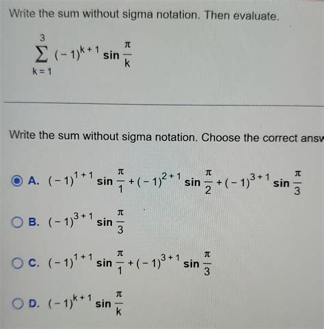Solved Write The Sum Without Sigma Notation Then Evaluate