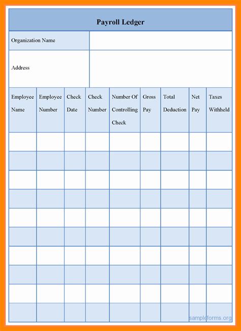 Employee Payroll Ledger Template