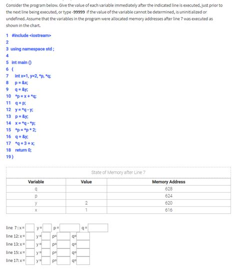 Solved Consider The Program Below Give The Value Of Each Chegg