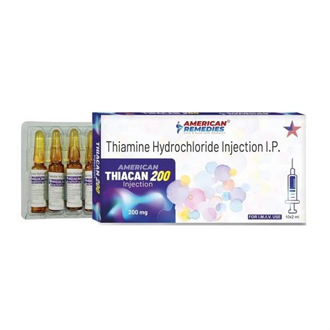 Thiamine Hydrochloride Injection Ip 200 Mg2 Ml Thiacan 200