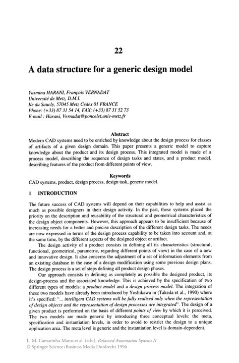 PDF A Data Structure For A Generic Design Model