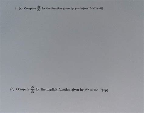 solved 1 a compute for the function given by y