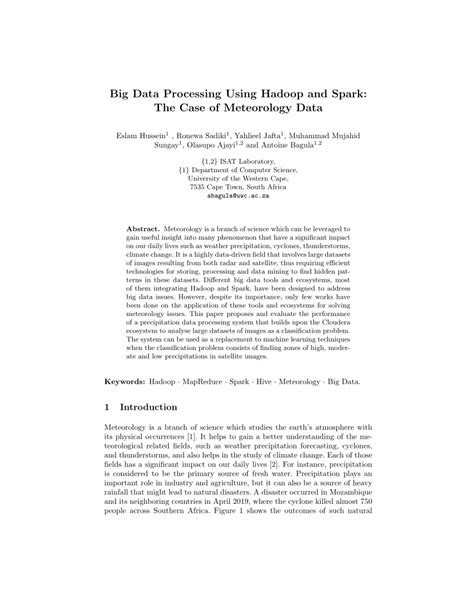 PDF Big Data Processing Using Hadoop And Spark The Case Of Meteorology Data