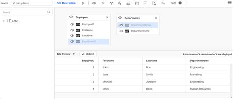 vlookup equivalent in bold bi using sql joins