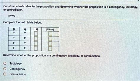 Construct A Truth Table For The Proposition And Determine Whether The