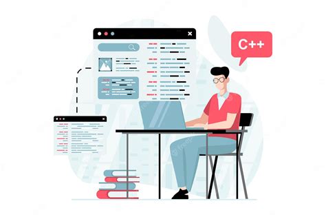 Premium Vector Software Development Concept With People Scene In Flat Design Man Programming