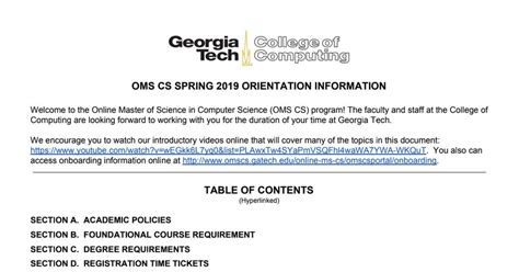 Spring 2019 Orientation Omscs