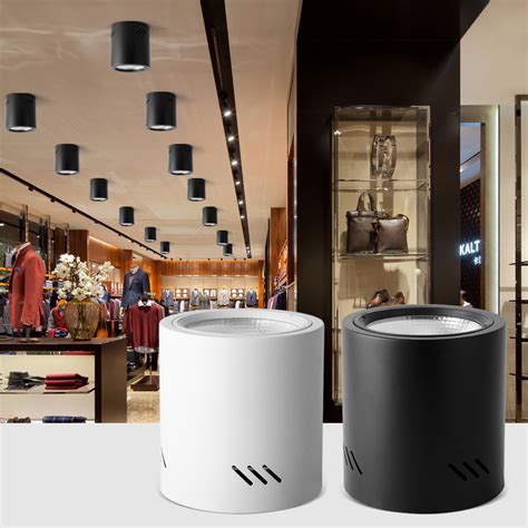 明装筒灯吊装射灯led射灯4寸5寸圆桶灯圆柱形20w30w免开孔吊线灯 虎窝淘