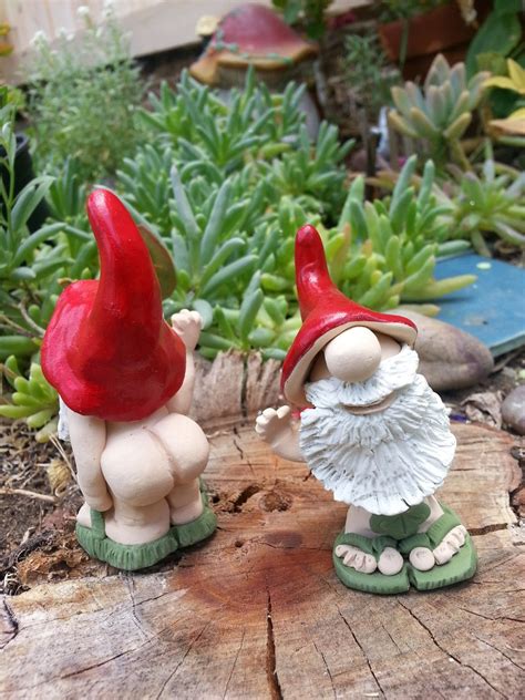 Handmade Mini Garden Gnome Butt Naked With Fig Leaf For Fairy Garden Etsy