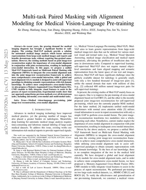 multi task paired masking with alignment modeling for medical vision