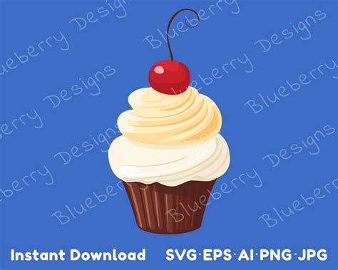 Cupcake With Cherry On Top Cupcake Clipart Cherry Cupcake Svg