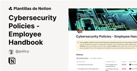 Plantilla Cybersecurity Policies Employee Handbook De Policy Notion Marketplace
